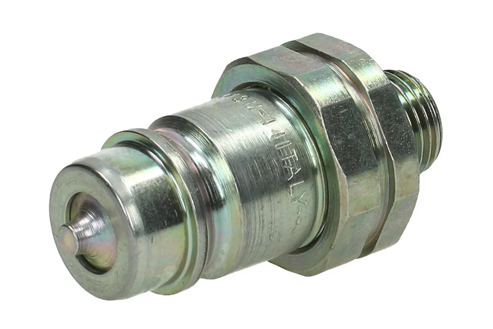 ISO-A Hydraulic Quick Connector Plug with Metric Fitting and Valve ...