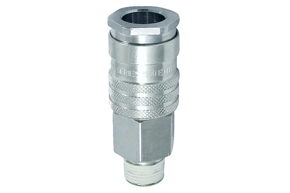 DN10 Quick-Connect Socket with Valve, Threaded, Nickel-Plated Brass ...