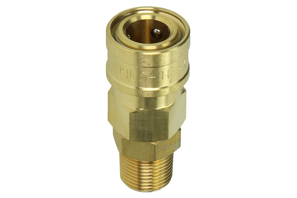 Brass Quick Coupling Socket with BSPT Male Thread and Valve, NITTO ...
